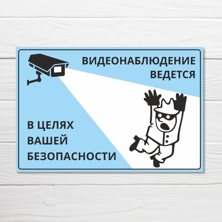 Табличка "В целях вашей безопасности ведется видеонаблюдение", 27х18 см, ПВХ