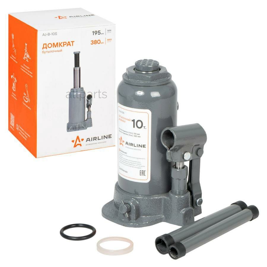 AIRLINE AJ-B-10S Домкрат бутылочный 10т 195-380мм (AJ-B-10S)
