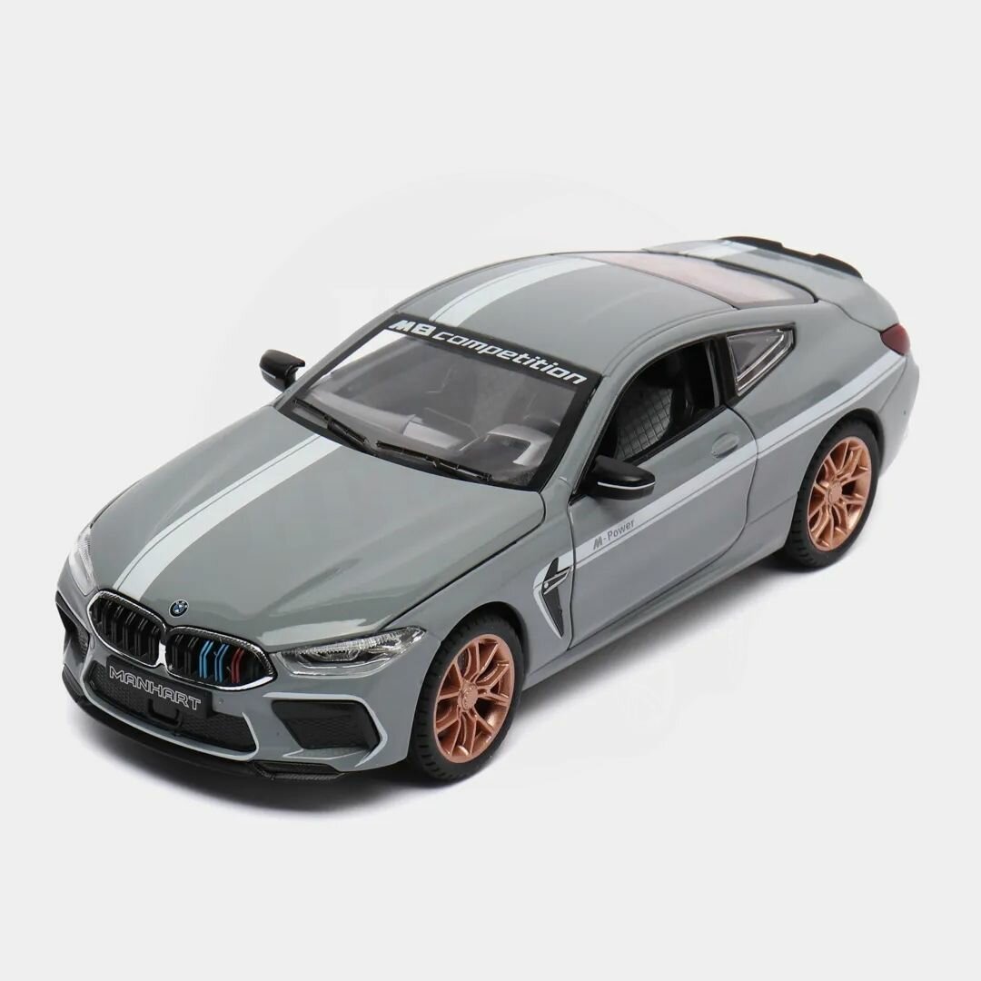 Машинка металлическая инерционная БМВ (BMW M8) 1:24 (диски колёс чёрного цвета)