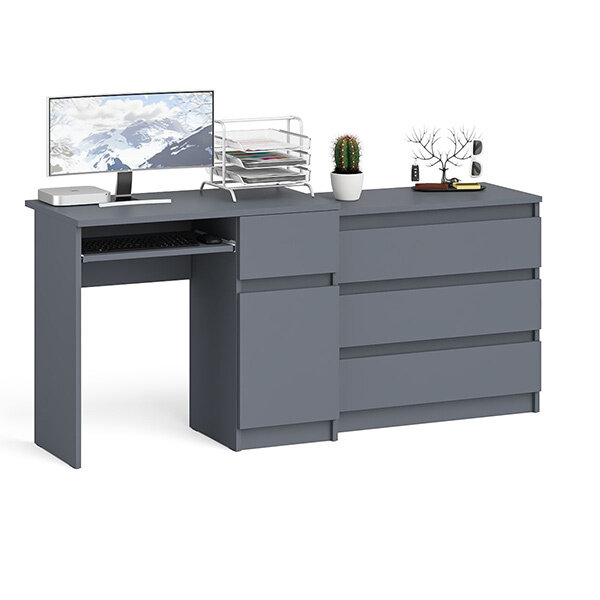 Стол компьютерный Мори МС-1 правый + Комод МК800.1, цвет графит