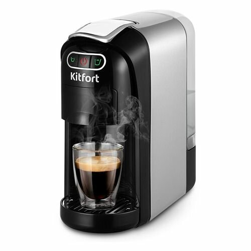 Капсульная кофеварка KitFort КТ-7508, 1400Вт, цвет: серебристый