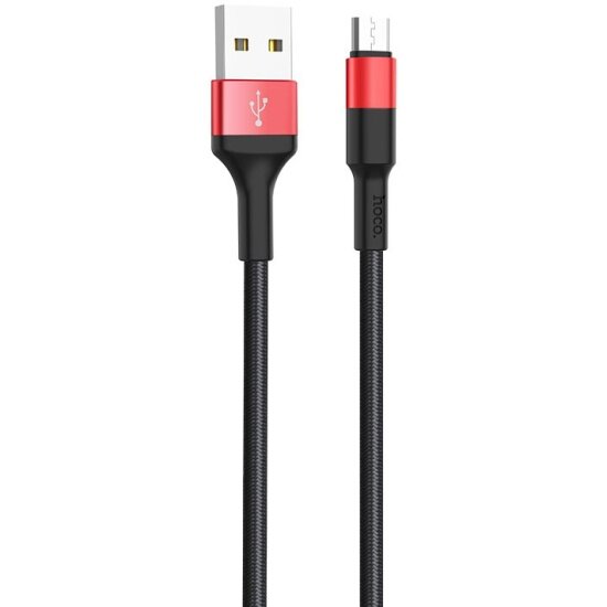 Кабель USB2.0 Hoco AM/MicroUSB, 2А, X26, 1м, черно-красный