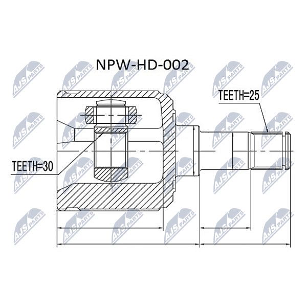 NTY NPW-HD-002 шрус наружный Honda (Хонда) Civic (Цивик) / cr-x ec / ed / eg / ee / eh 87-95, Civic (Цивик) Shuttle (Шатл)