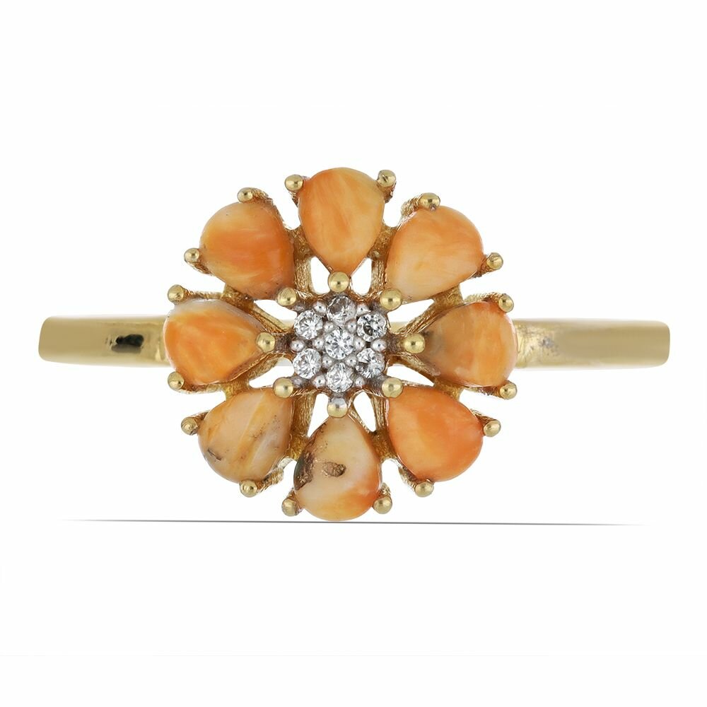 Кольцо, серебро, 925 проба, бирюза, циркон