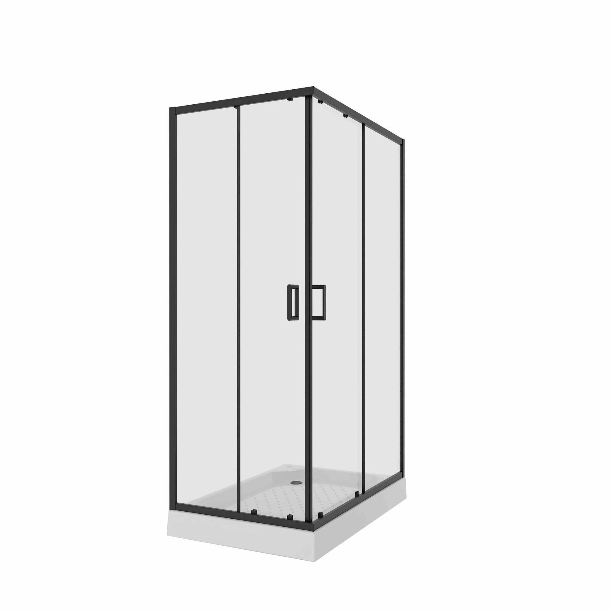 Душевое ограждение Niagara Nova NG-6881-08ВLACK (100х80х195) прямоугольник, черный, двери раздвижные, стекло прозрачное,1 место