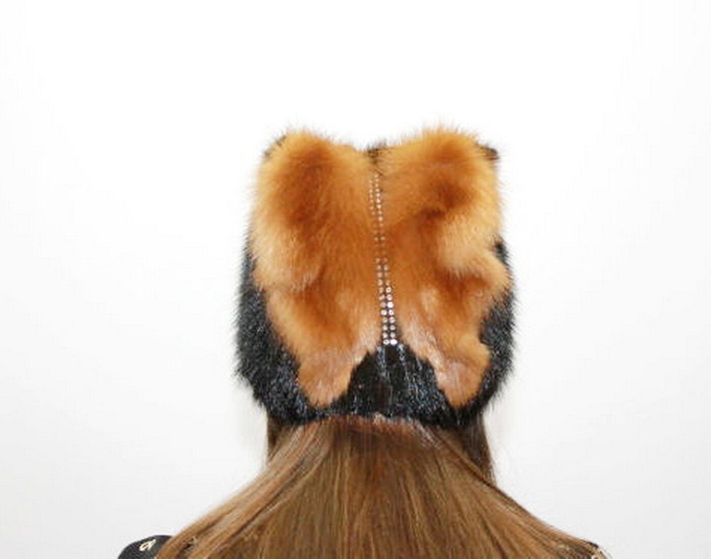 Косынка из меха норки с отделкой меха лисы для женщин