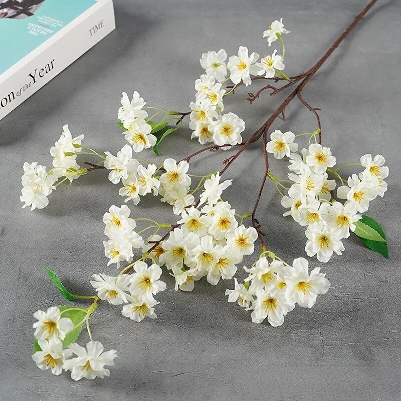 Искусственная вишня из шелка 90 см Белый, White-1PC