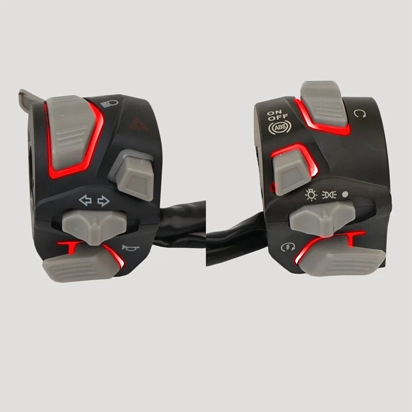 7/8 '22 мм универсальный переключатель на руле мотоцикла, сигнальная лампа для фар, вспышка, сигнальный звуковой сигнал, кнопка запуска со светодиодом