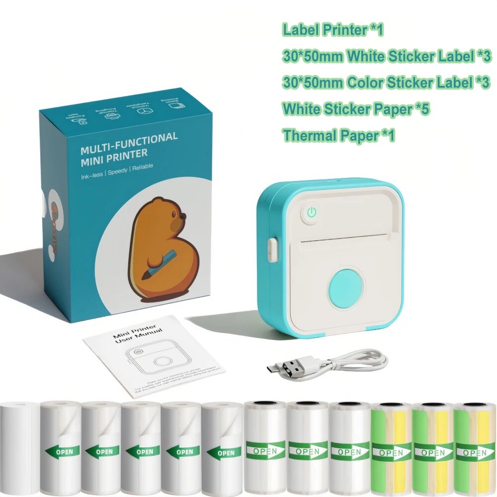 Новый принтер этикеток D5, бесчернильный термопринтер для изготовления этикеток, 12-57 мм, бумажный регулируемый карманный мини-принтер для наклеек для журнала с кодовыми бирками