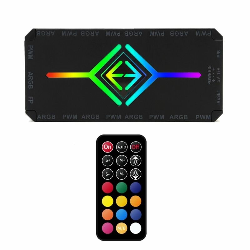 Контроллер ARGB SATA 4 Pin PWM 5V 3 Беспроводной пульт дистанционного управления Вентилятор охлаждения Адаптер-концентратор Корпус компьютера ПК