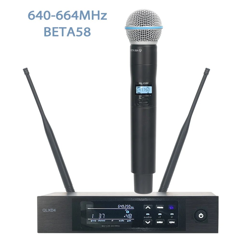 Цифровой беспроводной микрофонный комплект QLXD4 QLXD24 BETA58 BETA58-640-664MHz