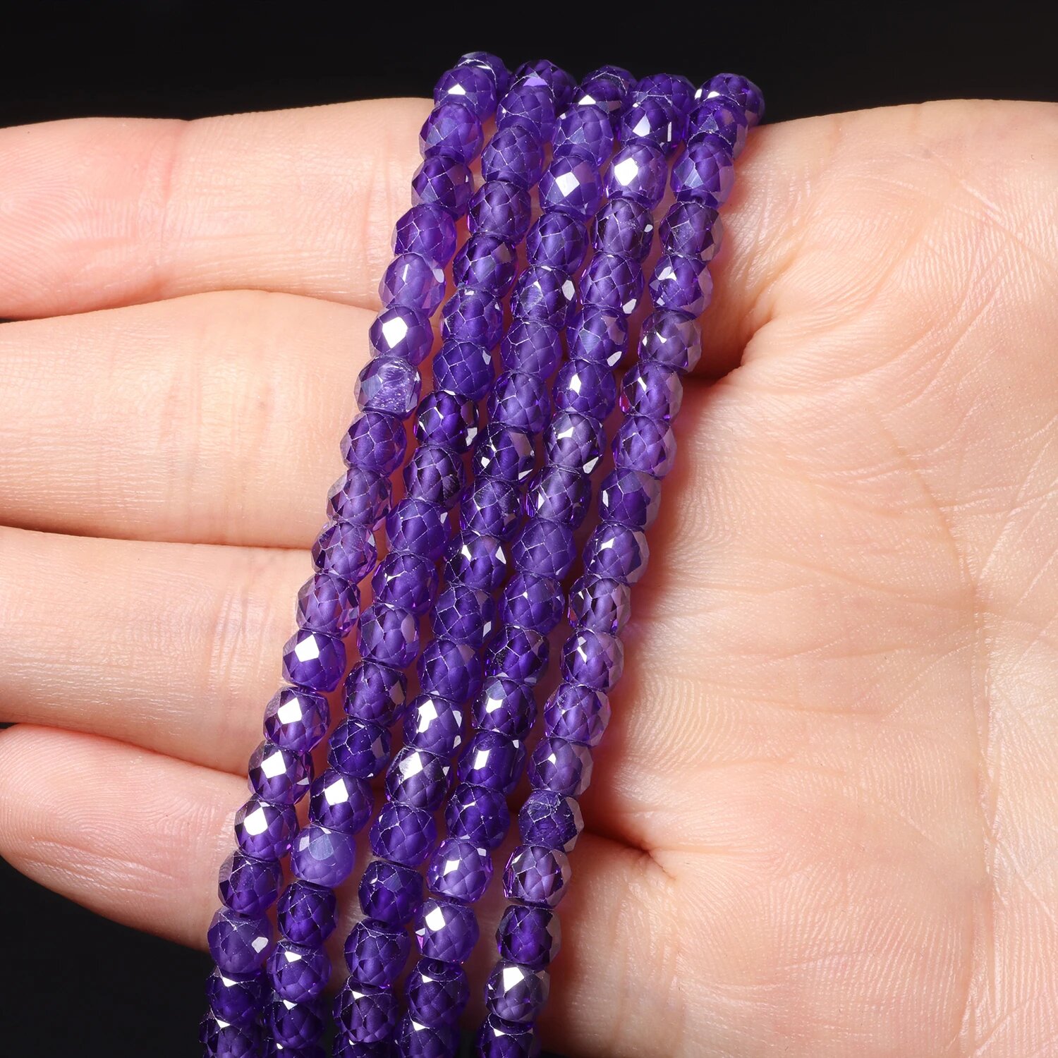 Граненые бусины из циркония GMB724 100 шт Фиолетовый, Purple2