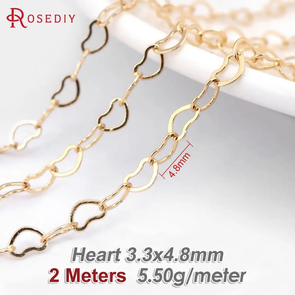 Цепочка Rosediy сердце 3.3x4.8мм, 2 метра, золото