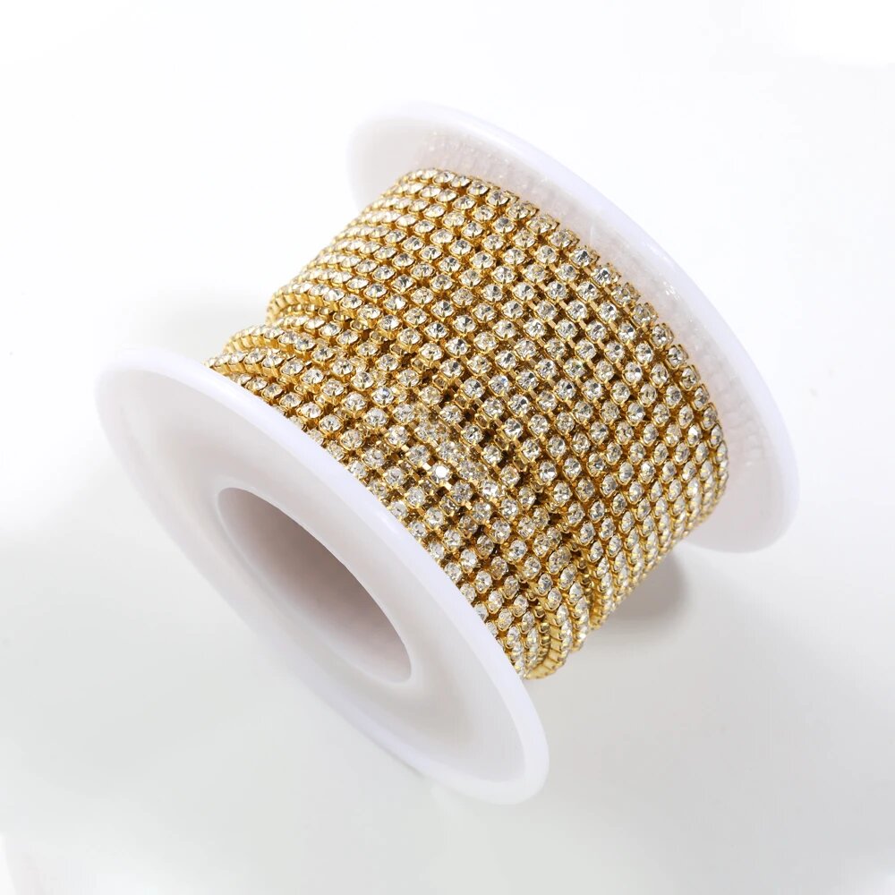 Стразовая цепочка Crystal Golden Base, 5 Yards, SS4.5 (1.5mm)