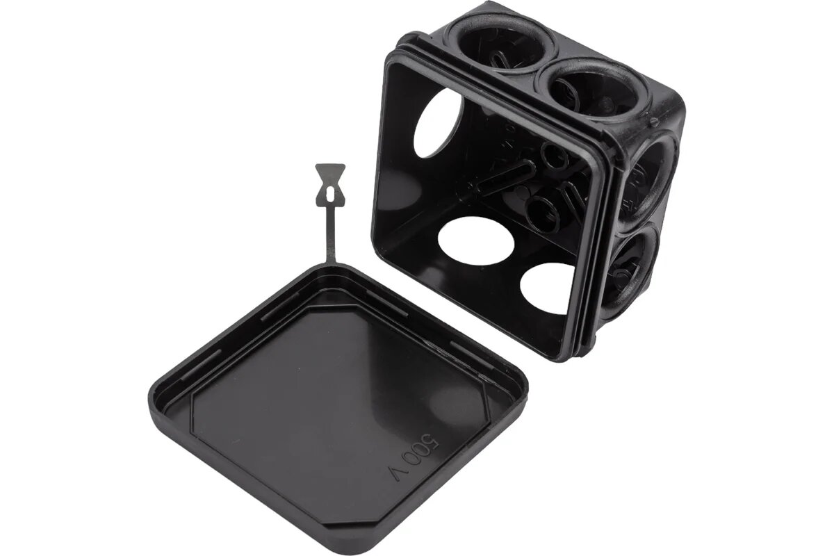 Рувинил ОП 70х70х40 мм распределительная коробка IP55 УХЛ1 черная 67030 компактная