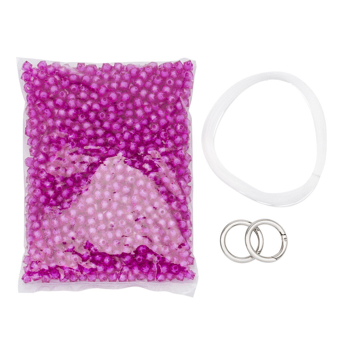 Набор для плетения сумки из бусин, акриловые с белой сердцевиной, граненый куб, 10 мм, Astra&Craft (57 малиновый)