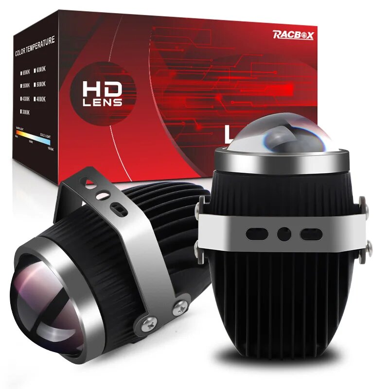 Универсальный 2-дюймовый светодиодный противотуманный фонарь, линза проектора дальнего и ближнего света 6000K Bi светодиодные противотуманные фары, линзы дальнего света, модернизация автомобиля