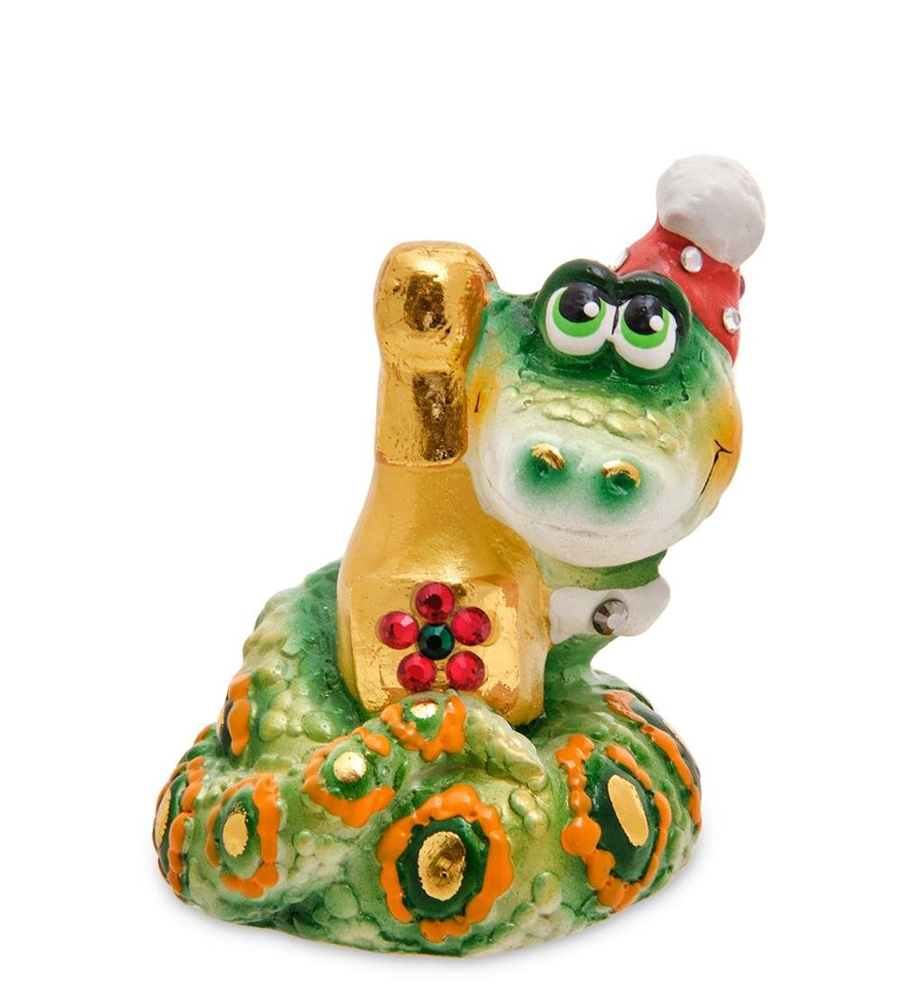 Фигурка гипсовая Змея с шампанским A1870051 Народные промыслы, Гипс, Россия.