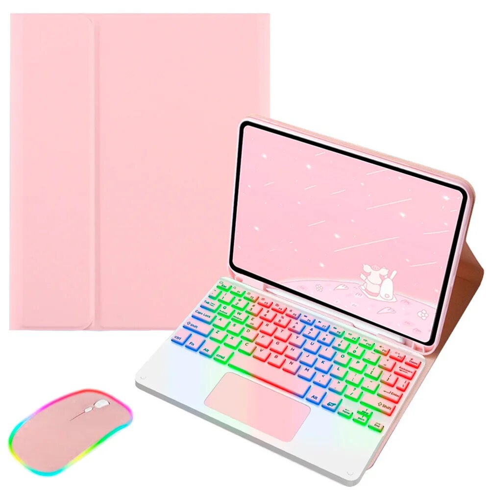 Кожаный чехол с Bluetooth-клавиатурой qukam для Samsung Galaxy Tab A9 Plus Spanish keyboard, Set 5