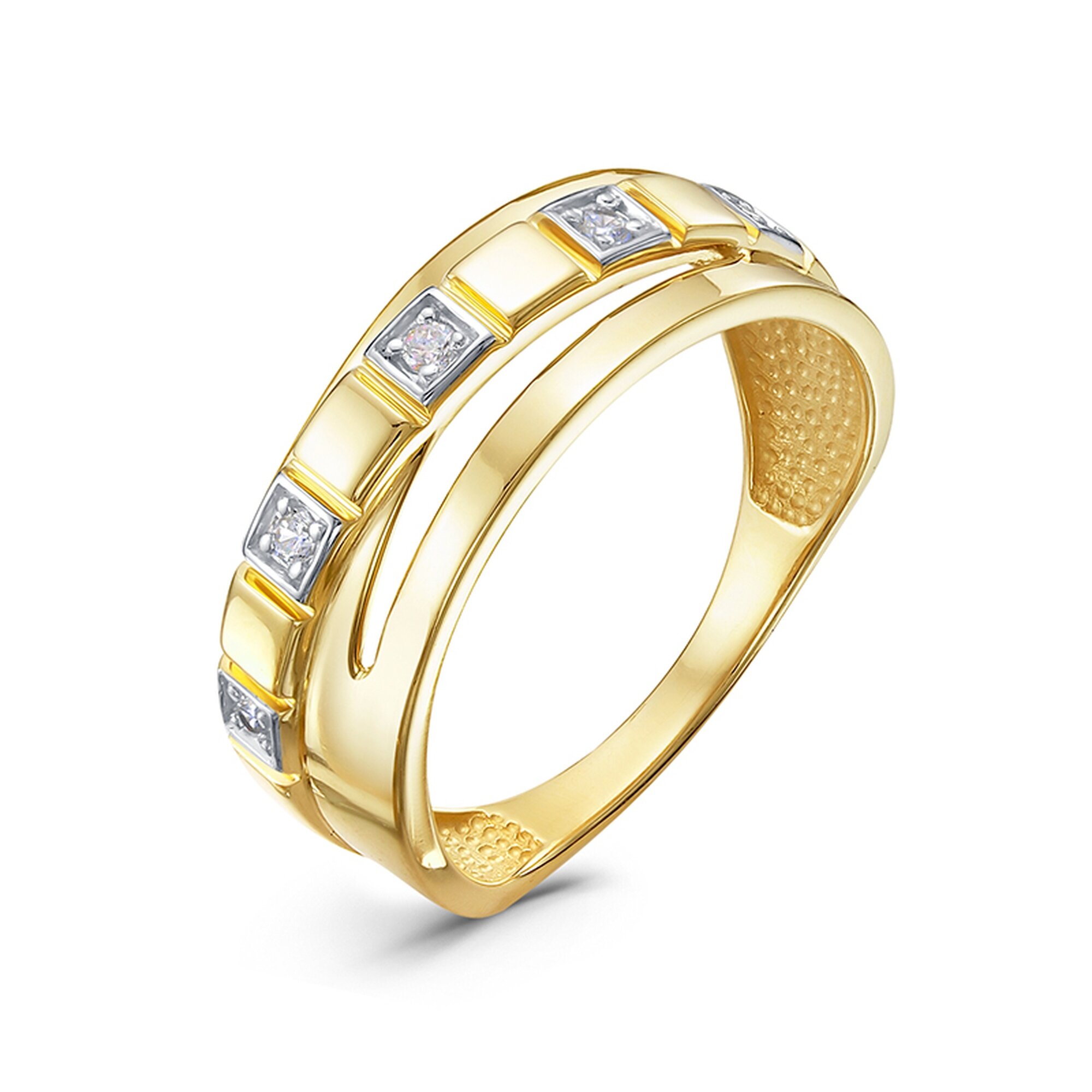 Кольцо дорожка, желтое золото, 585 проба, фианит