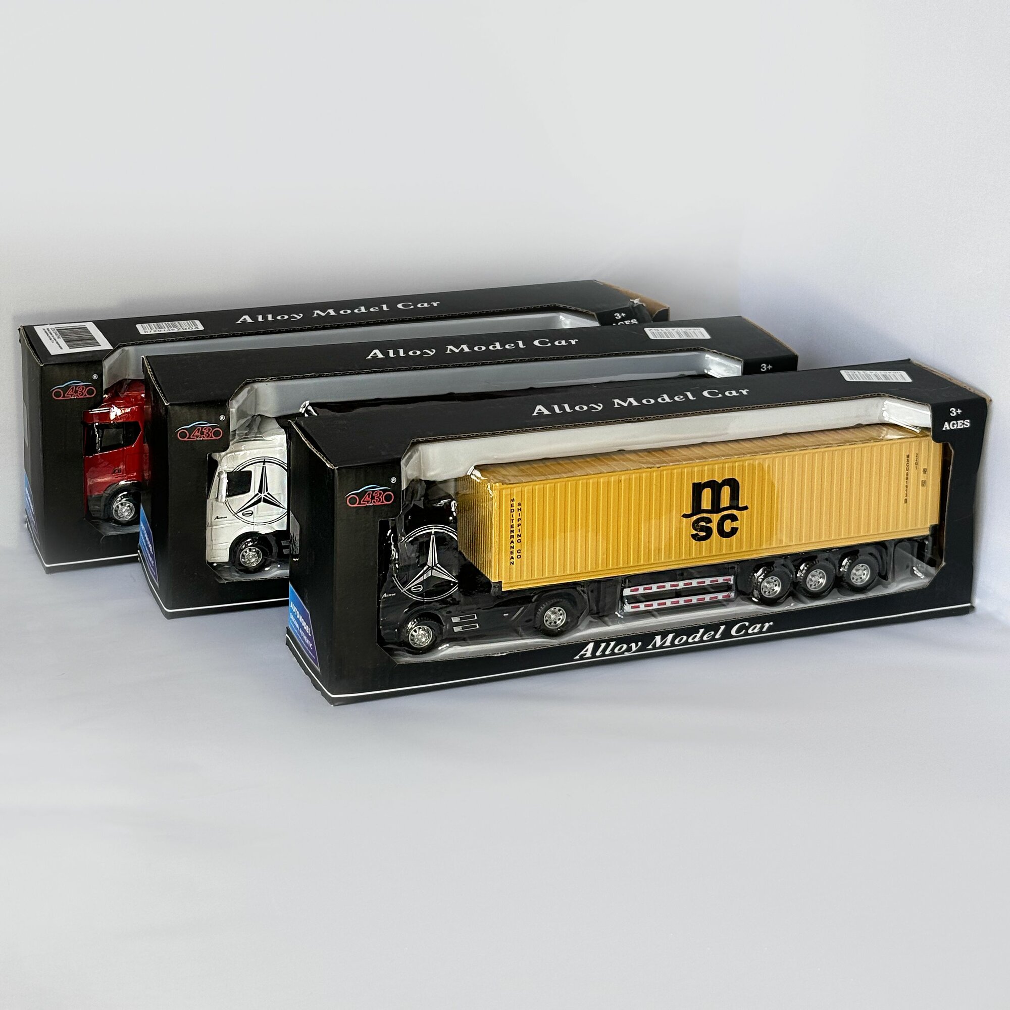 Модель грузовика тягач Скания с прицепом-контейнером, инерционная, свет/звук, 31 смTT