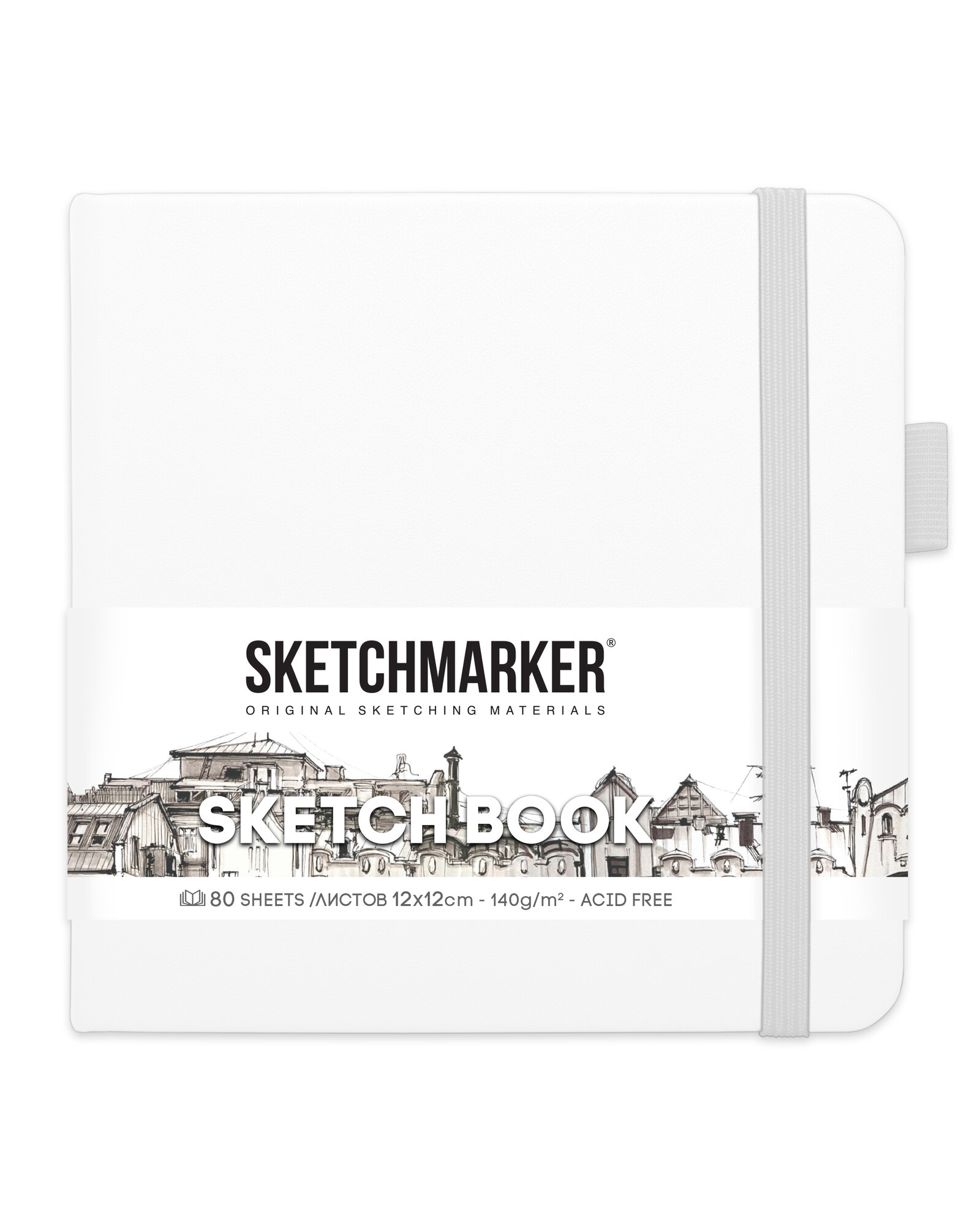 Блокнот для зарисовок Sketchmarker 140г/кв. м 12*12см 80л (Белый)