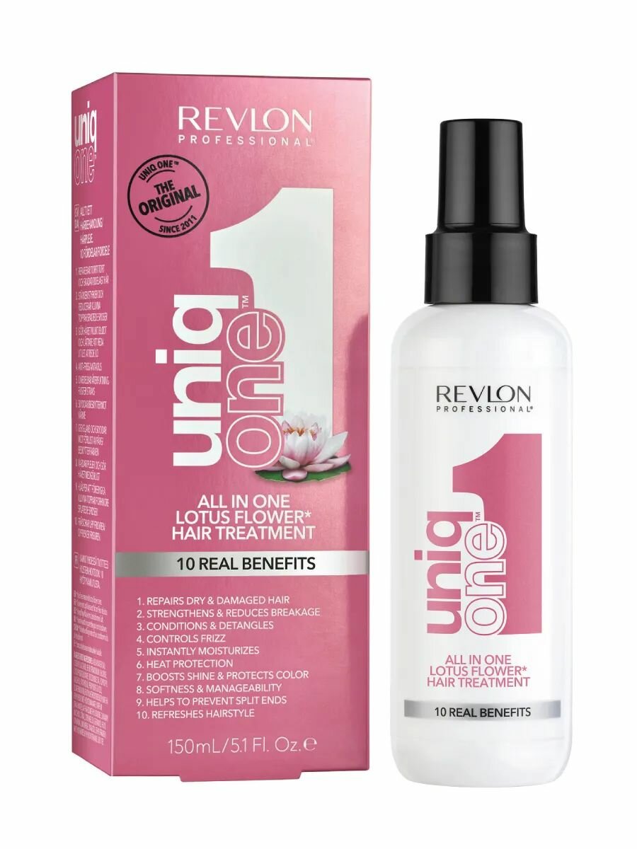 Универсальная спрей-маска для волос Revlon UNIQONE несмываемая с ароматом лотоса, 150 мл