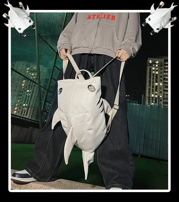 Кожаный рюкзак, похожий на акулу, подходит для подростков, мальчиков, девочек, путешествий, похода в школу