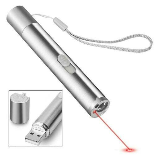 Три в одном с зарядным USB - питанием кот лазерный указатель игрушка кошачий тренировочный фонарик