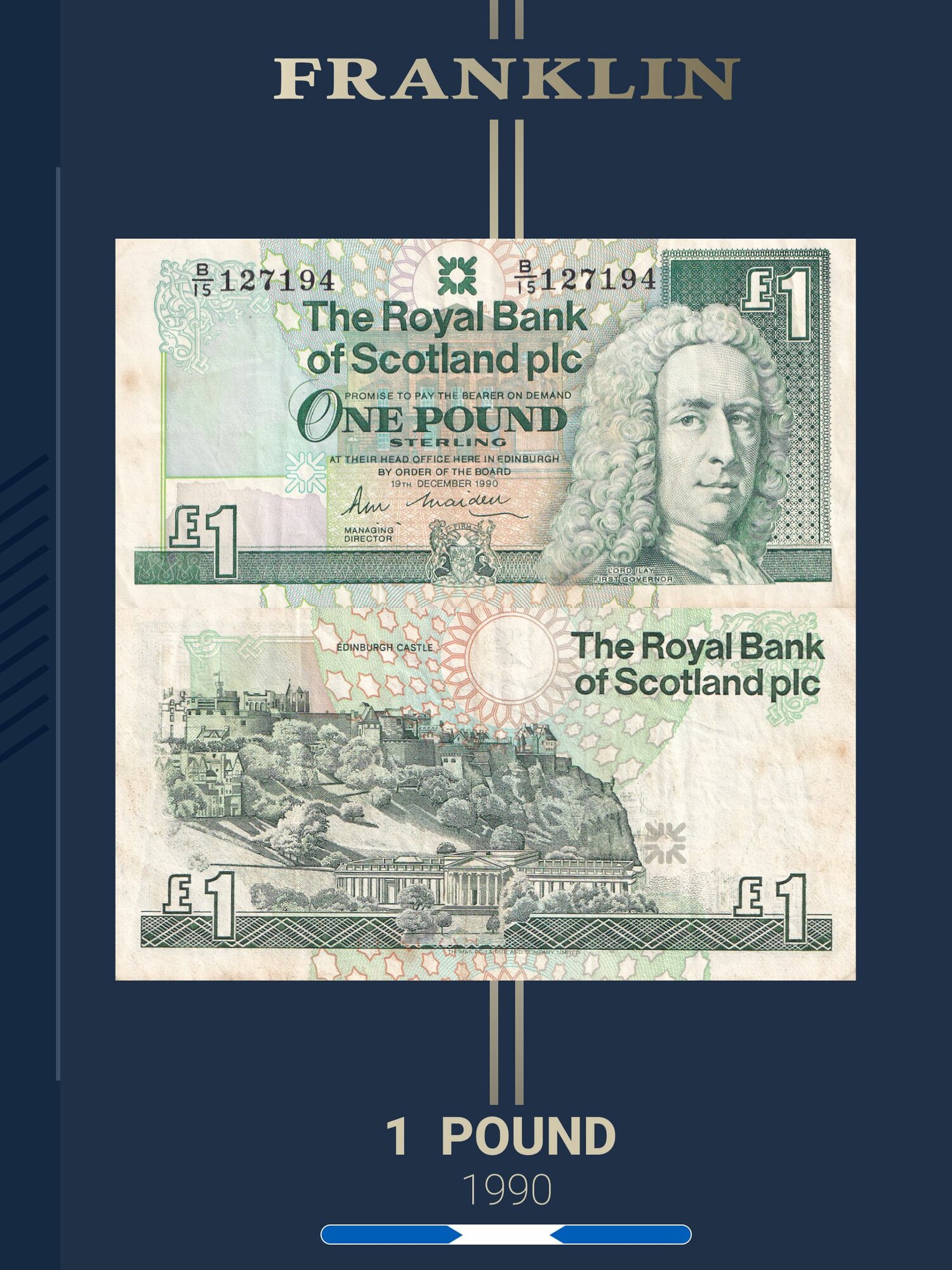 Банкнота Шотландия 1 фунт 1990 год (VF) Pick 351