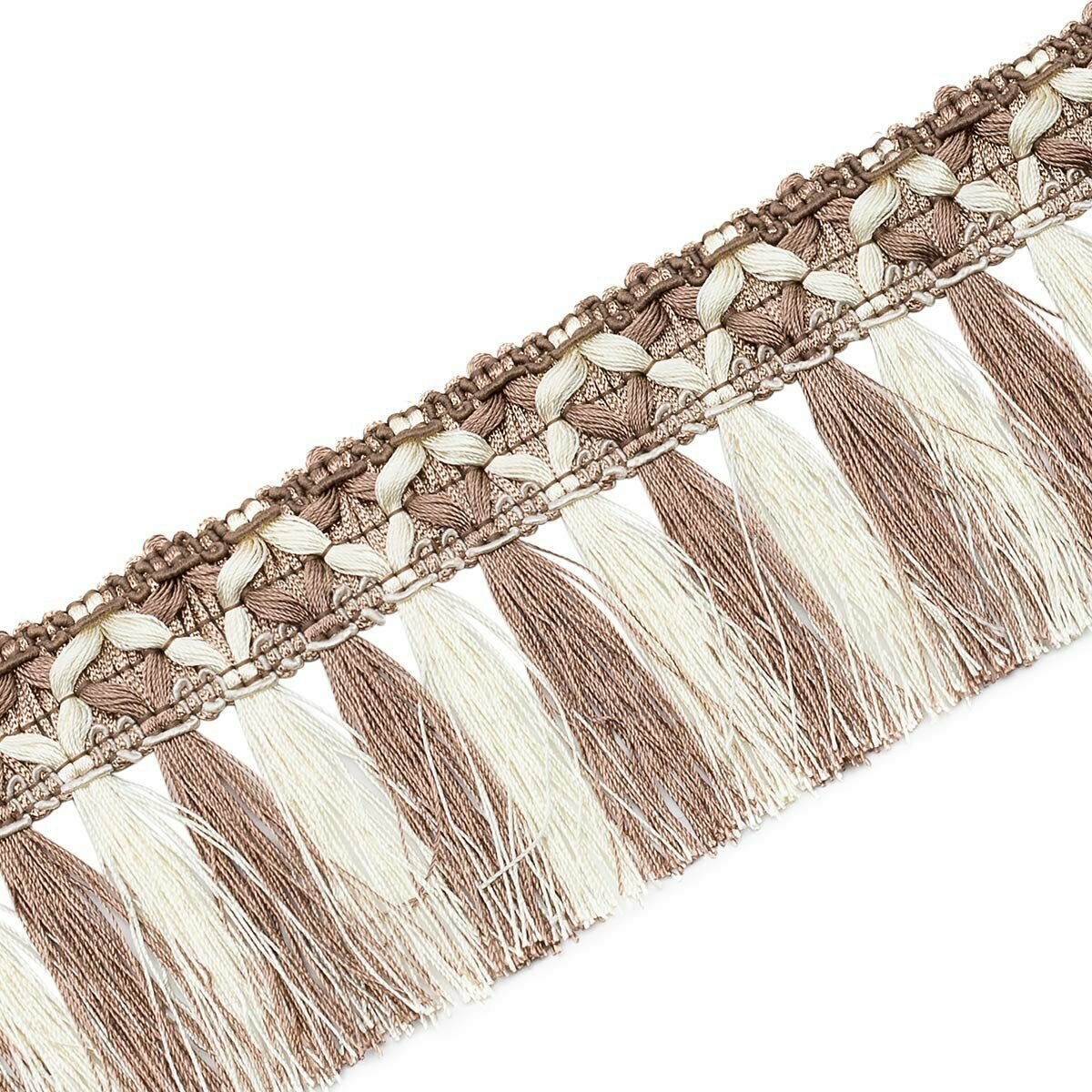 Бахрома для штор с кисточками, 7,5 см*10 м, для текстиля и шитья, коричнево-белая, Айрис