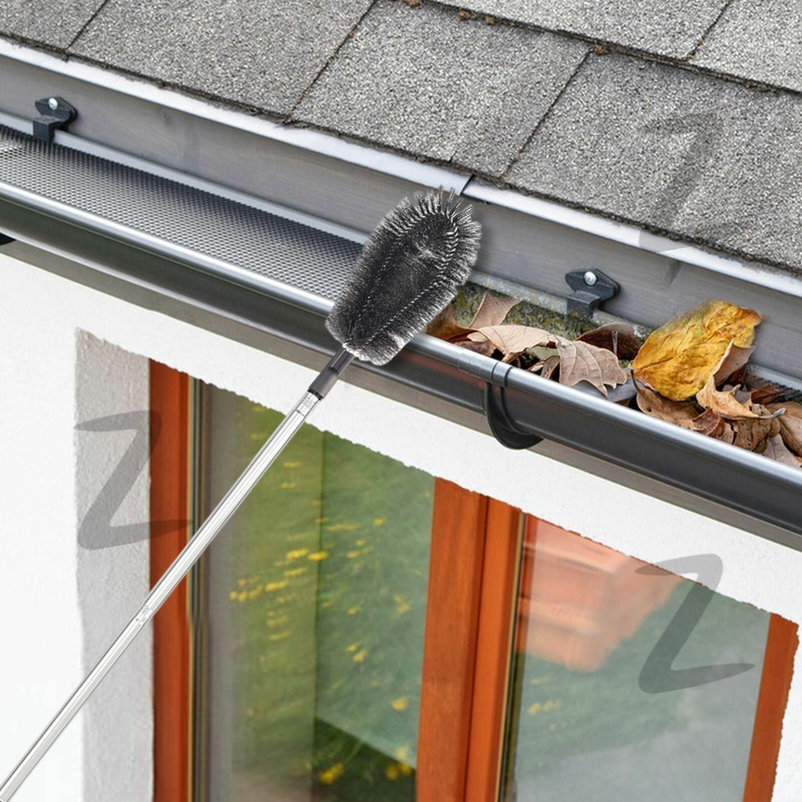 Щетка для очистки карнизов и крыш от пыли щетка для удаления пыли с высокой ручкой из нержавеющей стали для свободного подъема