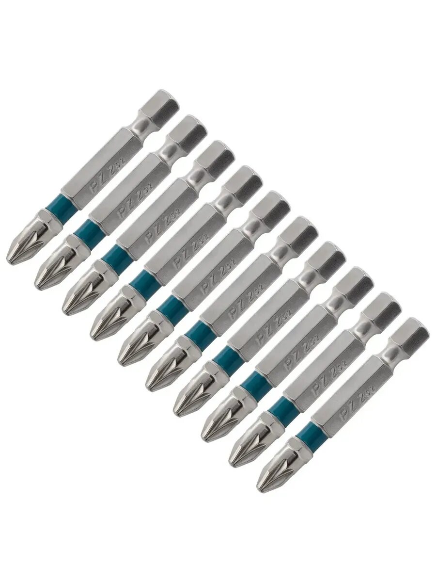 Набор бит PZ2 х 50 шестигранный профиль 10шт 11345
