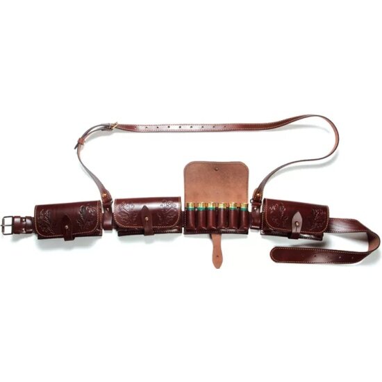 Патронташ Vektor из натуральной кожи со съемными подсумками и дополнительным поддерживающим ремнем