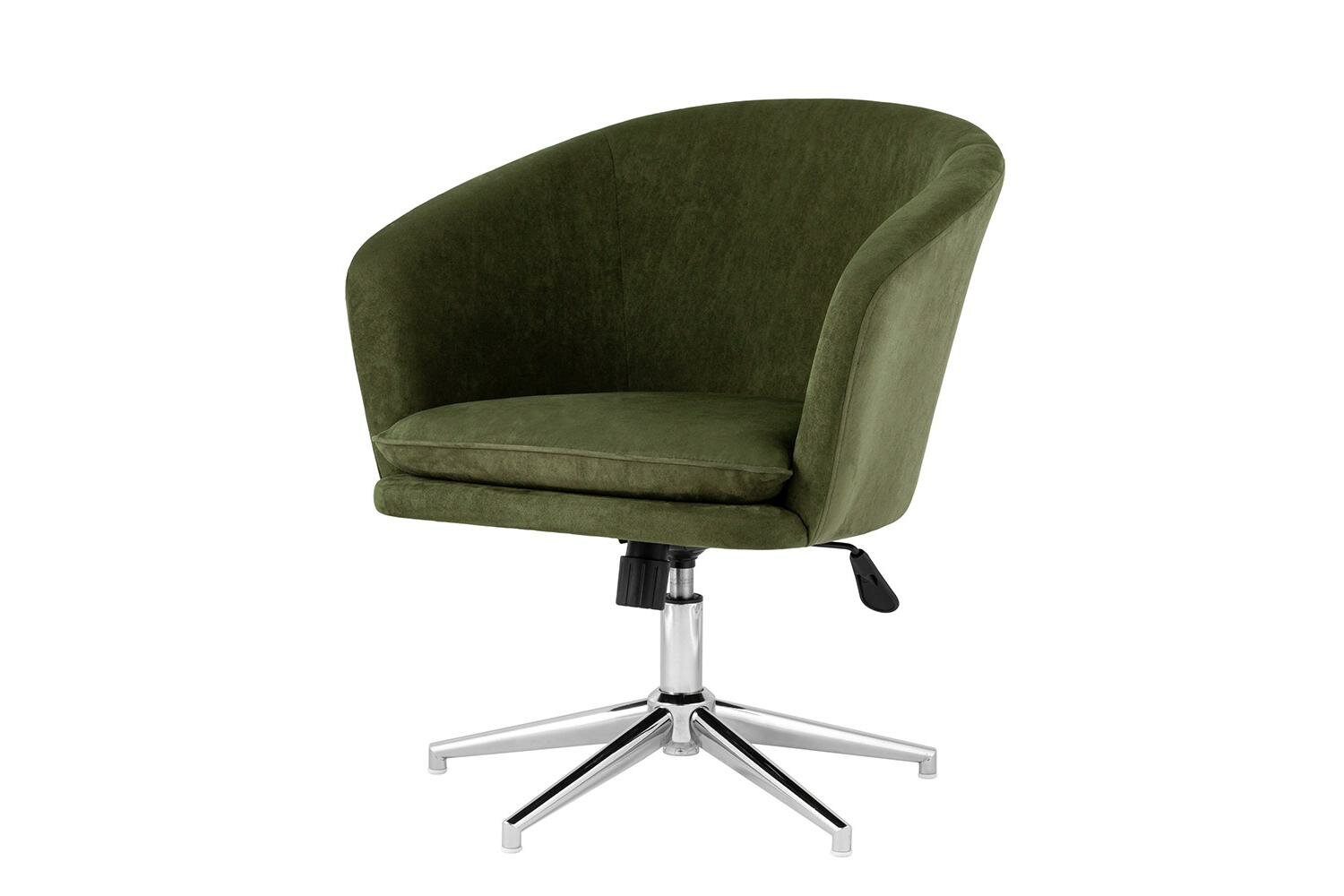 Кресло мягкое Hoff Харис 70х79х66 см, регулировка высоты, цвет хаки, хром