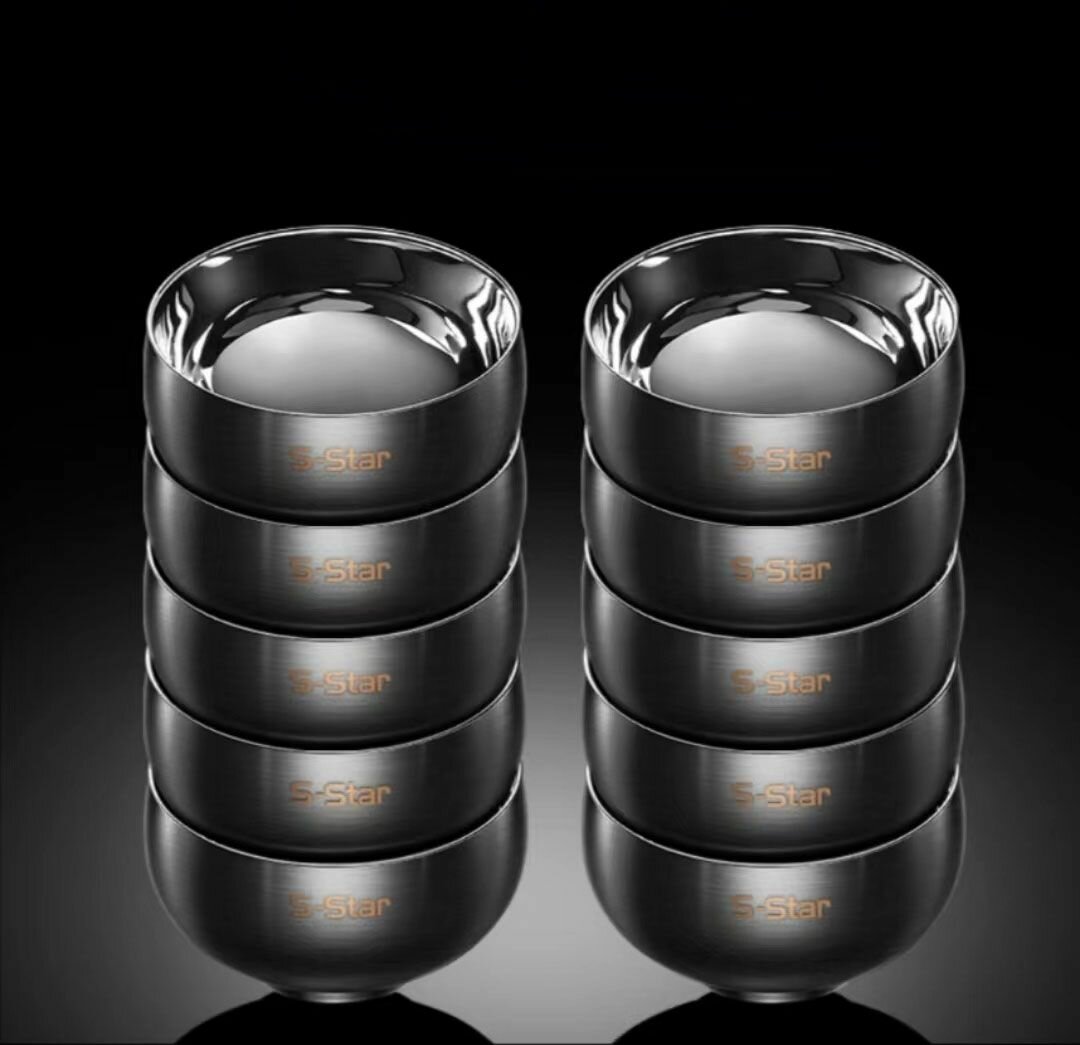 Чаша из антибактериальной стали 316, двухслойная изоляция и защита от ожогов, 10 шт.