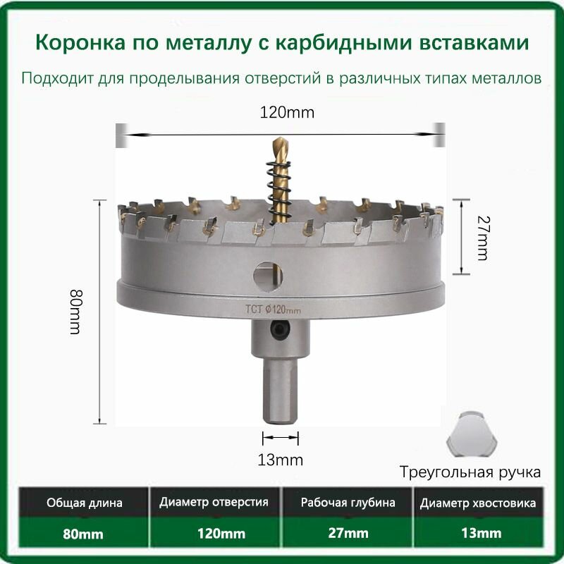 Твердосплавная коронка по металлу с победитом 120мм 1шт.