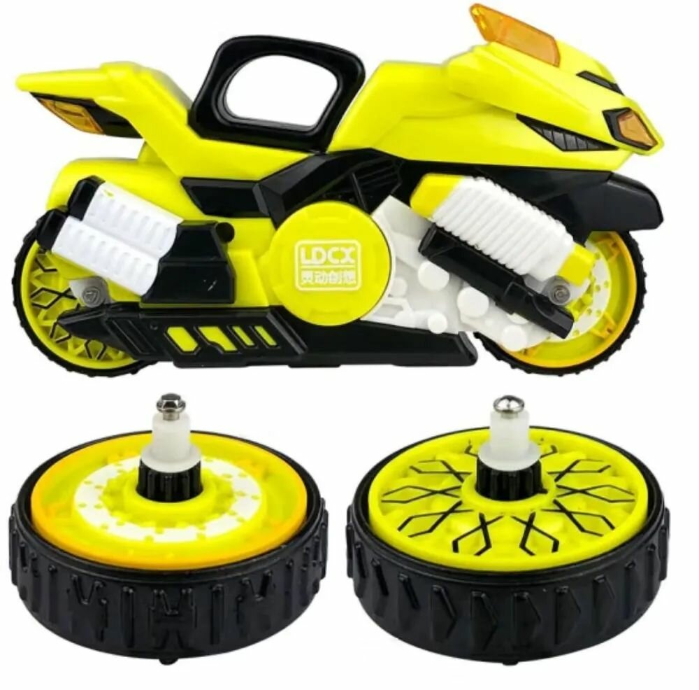 Боевой мотоцикл MOTO FIGHTERS с волчком, Светящийся Галактика MT0201