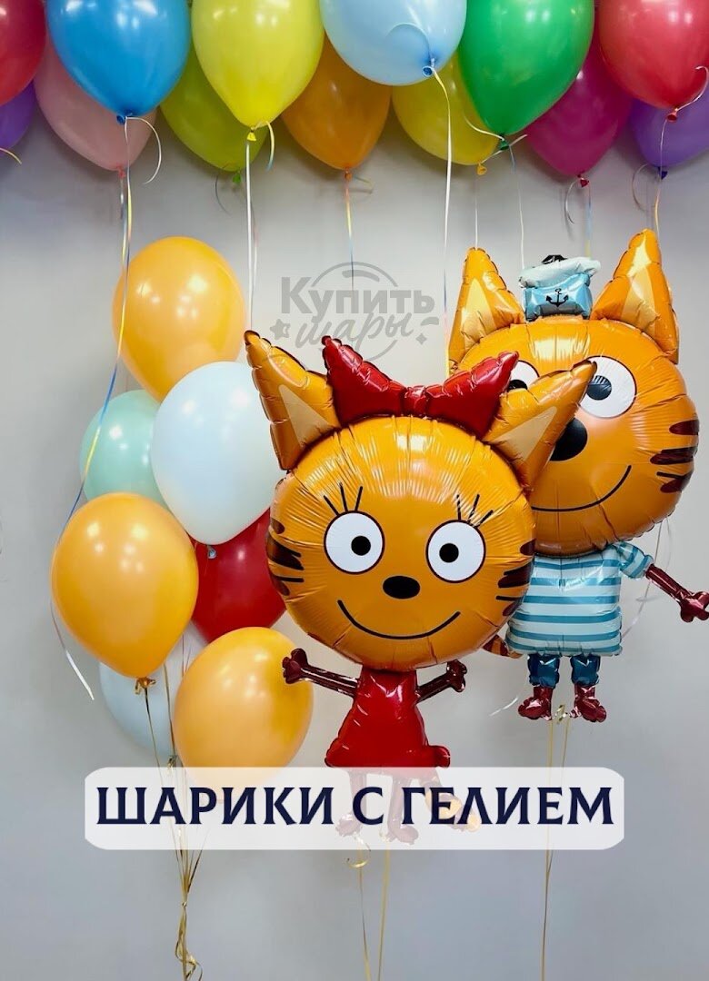 Воздушные шары с гелием, шарики воздушные "Три кота" №2740