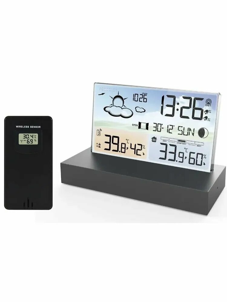 Термометр с выносным датчиком метеостанция домашняя Погодная станция, Внутренний и наружный термометр и гигрометр Домашний измеритель погоды