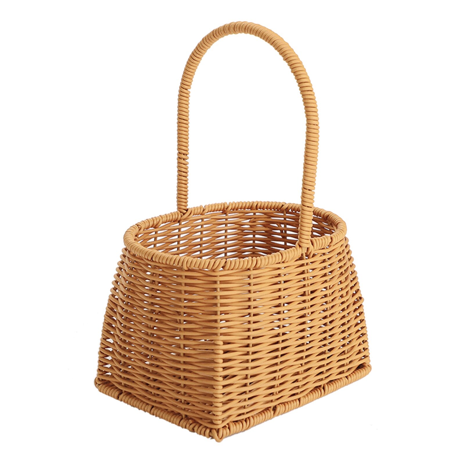 Портативная тканая корзина с ручкой PP Rattan Taven Hard для фруктов овощи подарки 19x14,5x28,5 см.