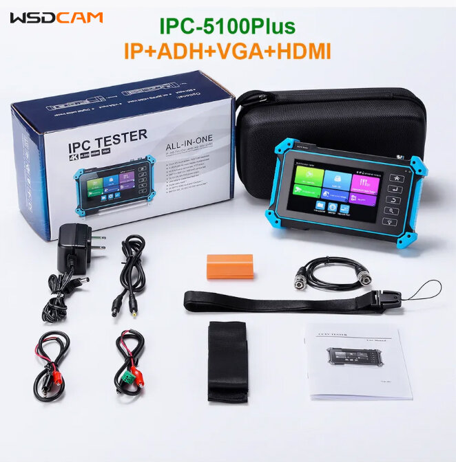 Тестер сетевых IP-камер IPC-5100 Plus 8MP AHD CVI TVI CVBS 4K HD 5" IPS сенсорный экран