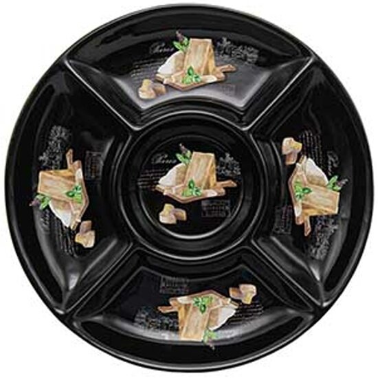 Менажница Prima Collection Черный трюфель 26 см, 5 ячеек, доломит (PC75BT5)