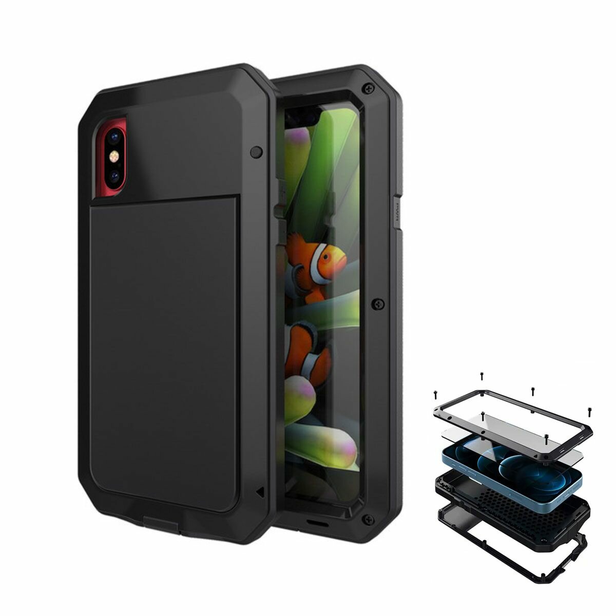 Бронированный противоударный чехол Taktik Extreme для iPhone X (айфон 10) черный