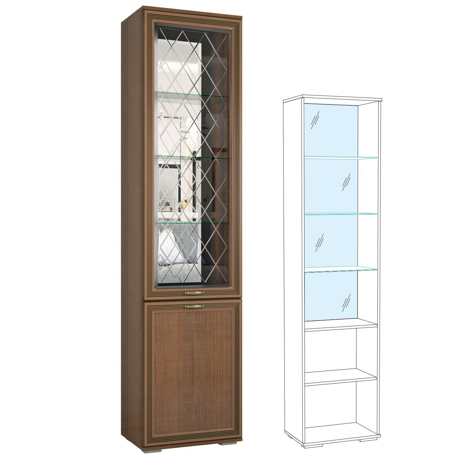 ARNIKA ЛШ-4 Пенал с витриной Ливорно, Орех