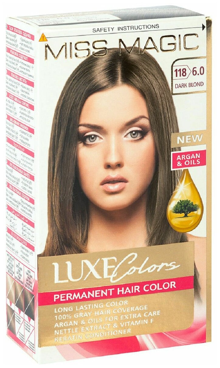 Miss Magic Стойкая краска для волос "LUXE COLORS" 118/6.0- темно-русый