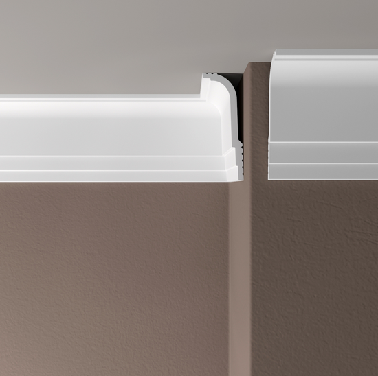 Плинтус потолочный 120x74 мм карниз для натяжного потолка под покраску полистирол полиуретановый 1метр