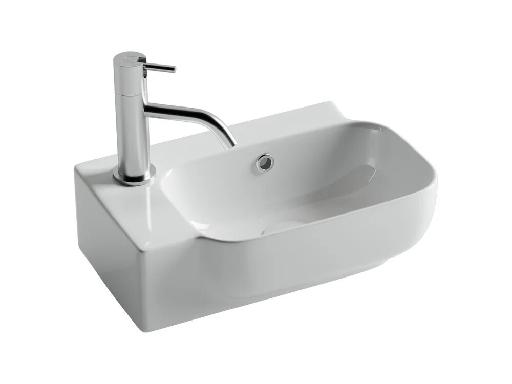 Раковина маленькая в туалет Ceramicanova Element CN6074R 40 мини, подвесная, прямоугольная, белая, фарфоровая, 40, 3 см