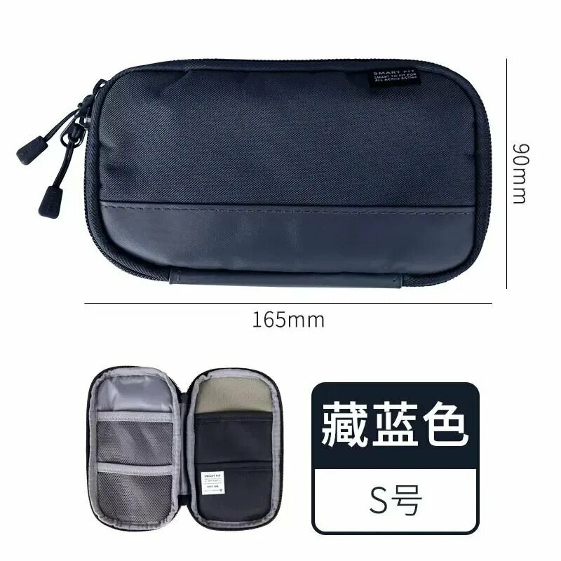 Водонепроницаемый многофункциональный пенал большой емкости Japan Lihit Lab для хранения школьных канцелярских принадлежностей, Темно-синий
