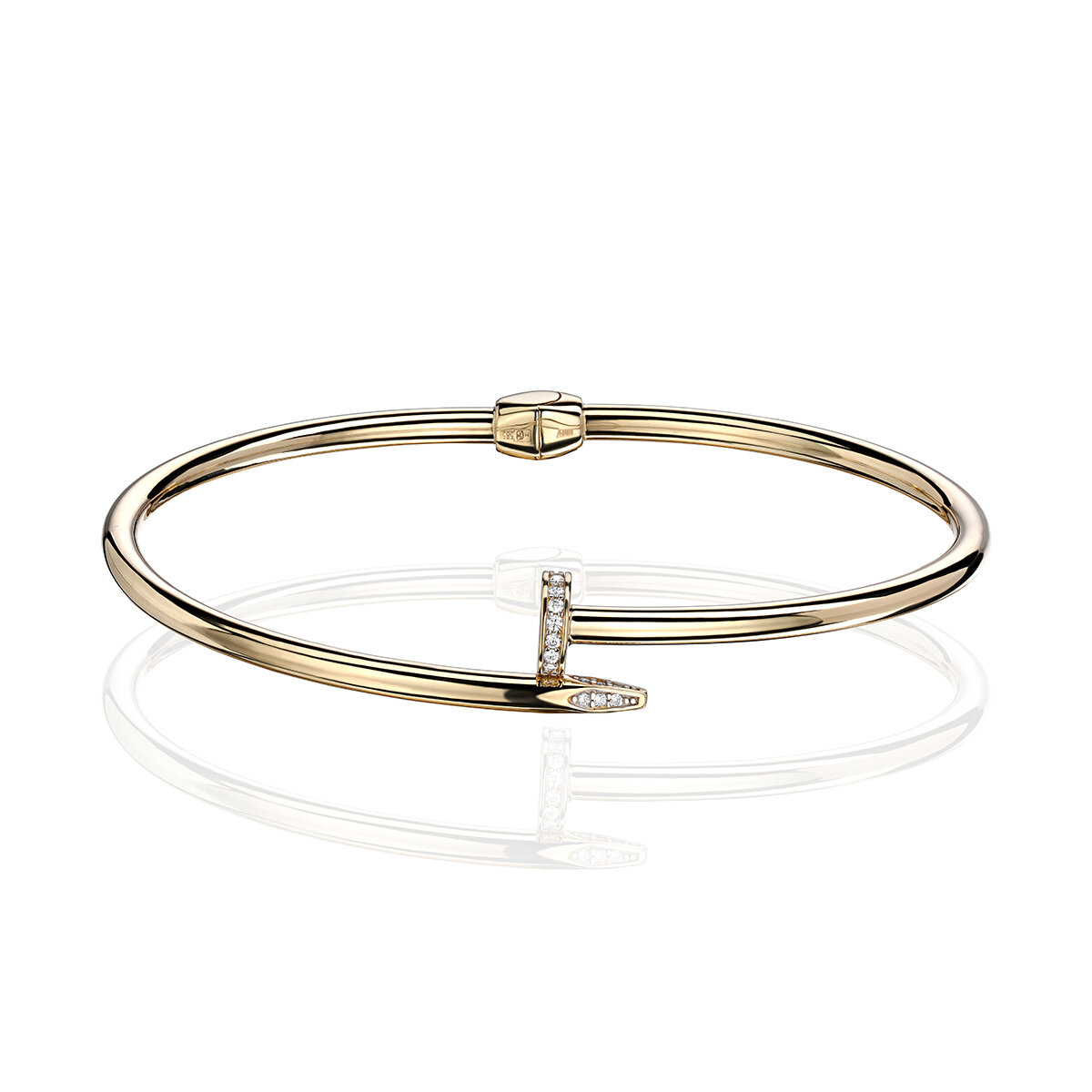 Браслет, желтое золото, 585 проба, фианит